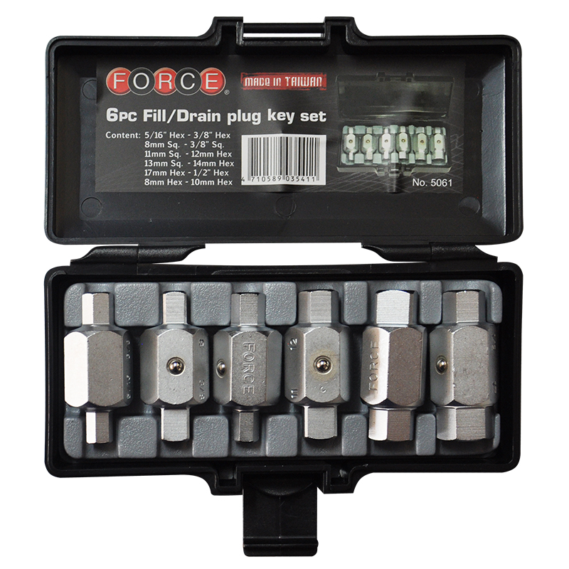6pc Drain Plug Key Set - Force Tools